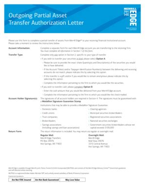 Fillable Online Outgoing Partial Asset Transfer Authorization Letter