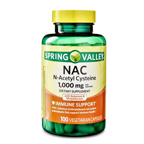 Spring Valley NAC N Acetyl Cysteine 1 000 Mg 100 Vegetarian Capsules