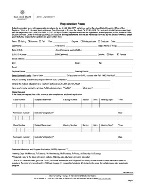 Fillable Online Sjsu Submit Completed Form With Appropriate Signatures
