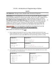 Lab Pdf Cs Introduction To Programming In Python Lab