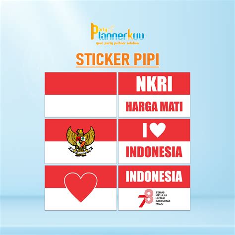 Jual Tempelan Stiker Pipi Bendera Merah Putih Indonesia Agustus