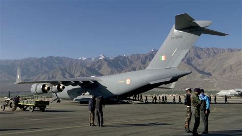 IAF C 17 Globemaster Aircraft Gets Stuck On Leh Airport Runway All