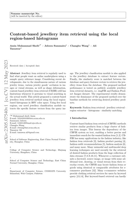 pdf content based jewellery item retrieval using the local region based histograms