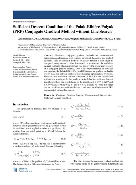 pdf sufficient descent condition of the polak ribière polyak prp conjugate gradient method