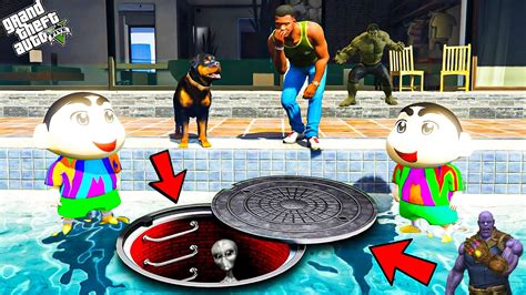 GTA 5 Shinchan And Pinchan Found A SECRET BASE BUNKER Under