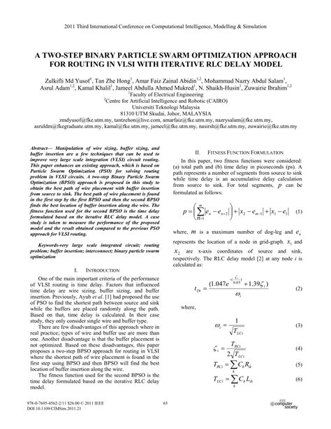 pdf a two step binary particle swarm optimization approach for routing in vlsi with iterative