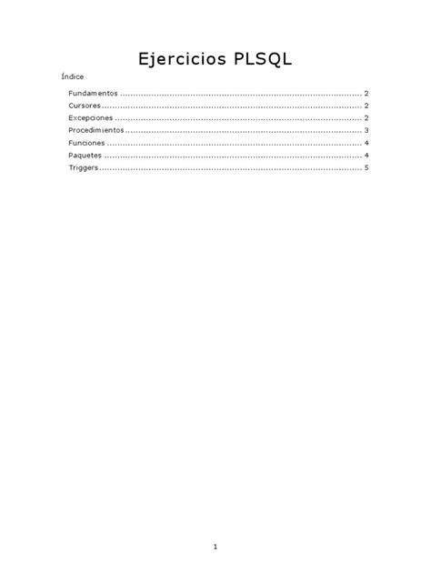 ejercicios plsql pdf tabla base de datos pl sql