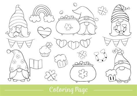 Premium Vector Coloring Page Of Gnome For St Patrick Day