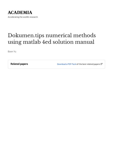 dokumen tips numerical methods using matlab 4ed solution manual pdf