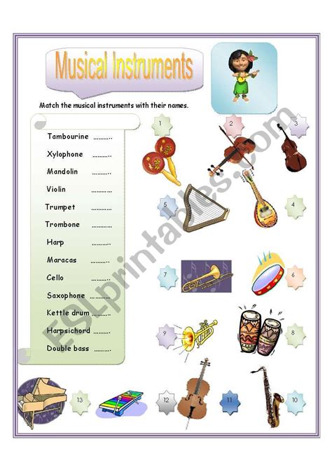 Musical Instrument Part 2 ESL Worksheet By Zhlebor