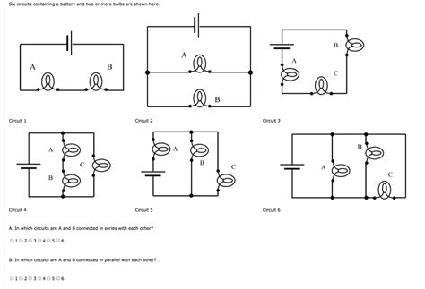 Solved Six Circuits Containing A Battery And Two Or More Chegg