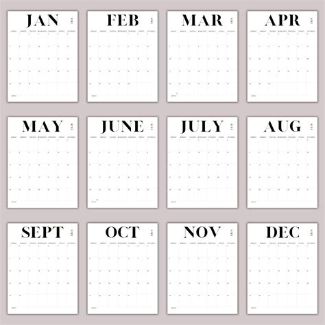 Portrait Calendar 2024 Printable Printable Calendar 2024 Vertical