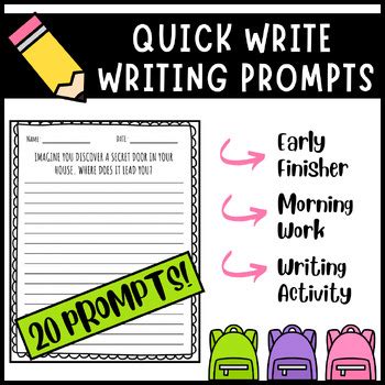 20 Writing Prompts For Writing Activities Morning Warm Ups Or Early