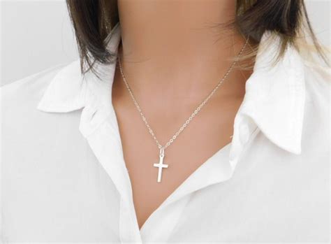 Sterling Silver Cross Necklace Women Cross Necklace Silver Etsy