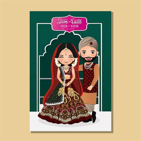 Linda Pareja En Traje Tradicional Indio Personaje De Dibujos