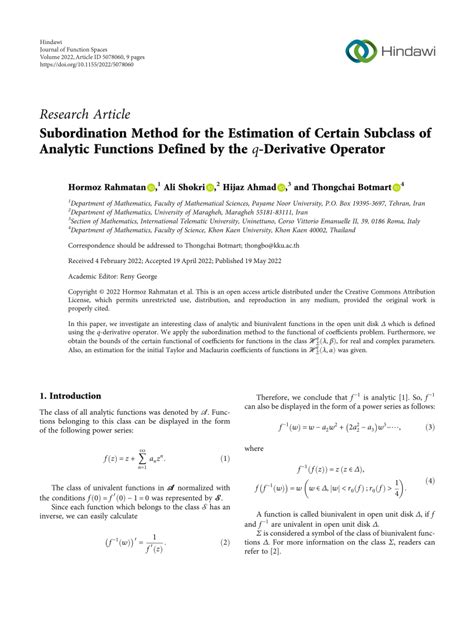 pdf subordination method for the estimation of certain subclass of analytic functions defined