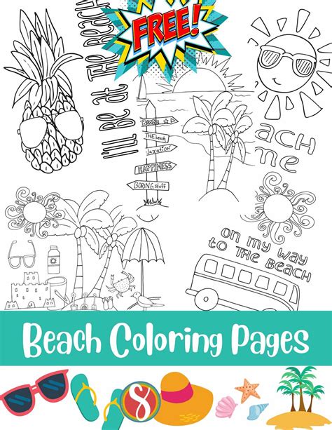 Free Beach Coloring Pages Stevie Doodles