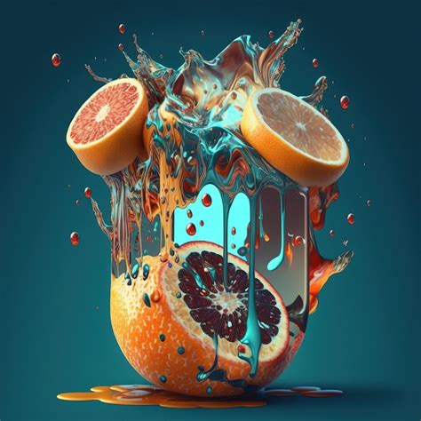 Premium AI Image Orange Slice With Splash Concept