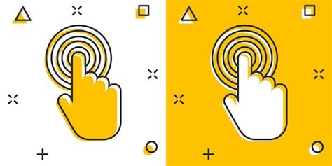 Vector De Dibujos Animados Haga Clic En El Icono De La Mano En Estilo