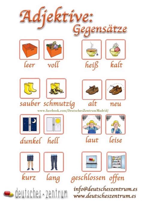 Adjektive Deutsch Wortschatz Grammatik German DAF Alemán Vocabulario