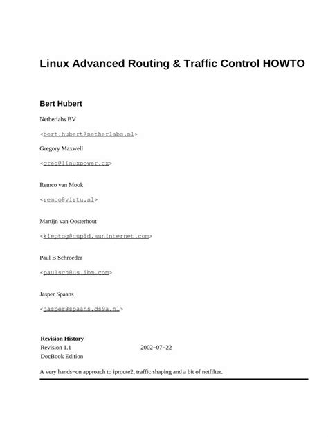 PDF Linux Advanced Routing Traffic Control HOWTOLinux Advanced