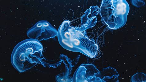Jellyfish Blue Jellyfish Underwater Jellyfish Bioluminescent