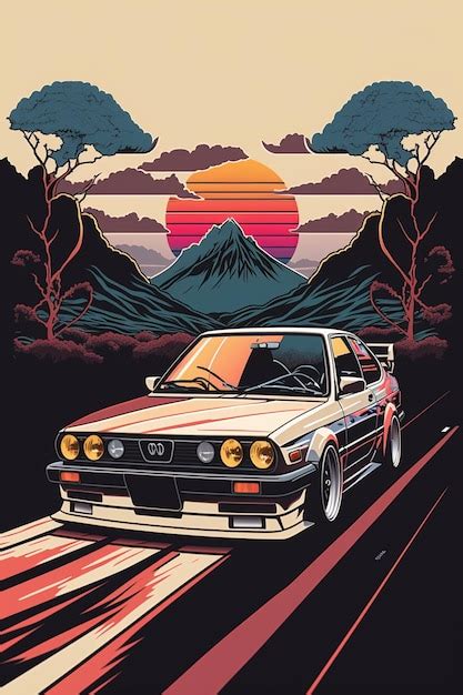 Premium AI Image There Is A Car Driving Down The Road With Mountains