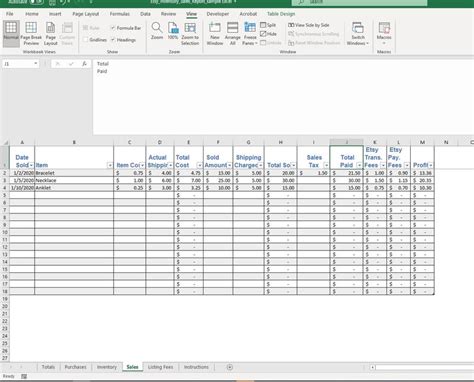 Etsy Sales Spreadsheet Template For Sales Purchases Etsy