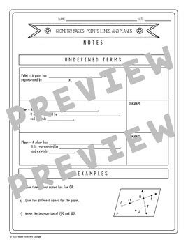 Geometry Basics Unit 1 Notes Worksheets And Quizzes By Math Teachers