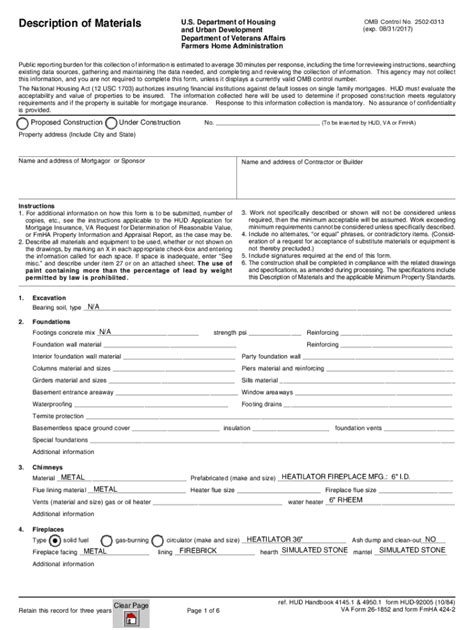 Fillable Online OMB Control No 2502 0313 Exp 10312020 Web Master