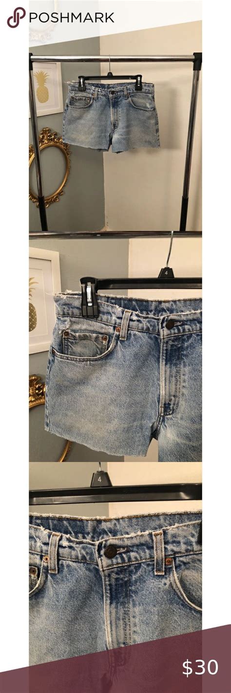 LEVIS Distressed Denim Cutoffs Jean Shorts 34 W In 2022 Distressed