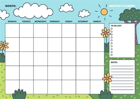 Calendario Planificador Mensual Dibujado A Mano Vector Gratis