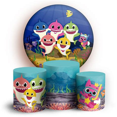KIT Redondo e Trio Baby Shark Sublimado 3D Sublitex painéis