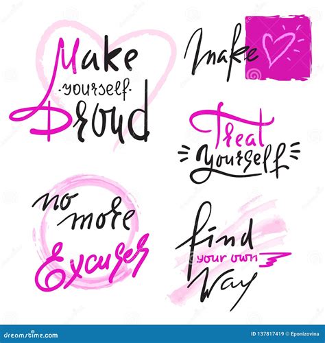 Set Of Inspire And Motivational Quotes Hand Drawn Beautiful
