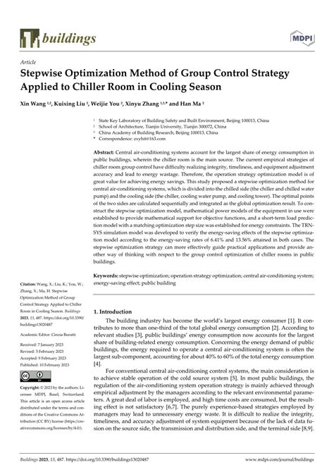 pdf stepwise optimization method of group control strategy applied to chiller room in cooling