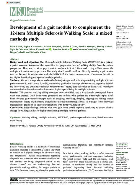 pdf development of a gait module to complement the 12 item multiple sclerosis walking scale a