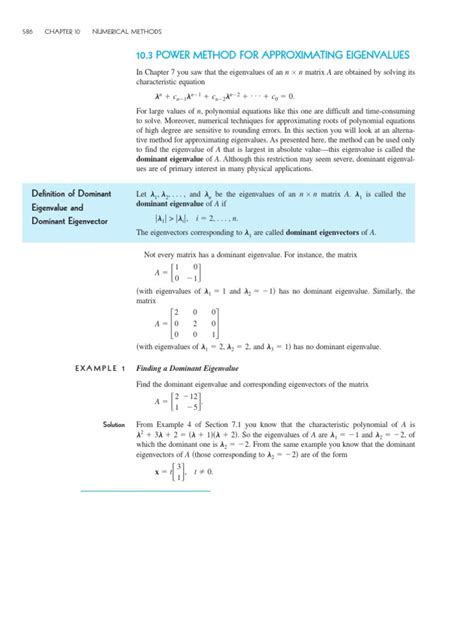 10 3 power method for approximating eigenvalues definition of dominant eigenvalue and dominant