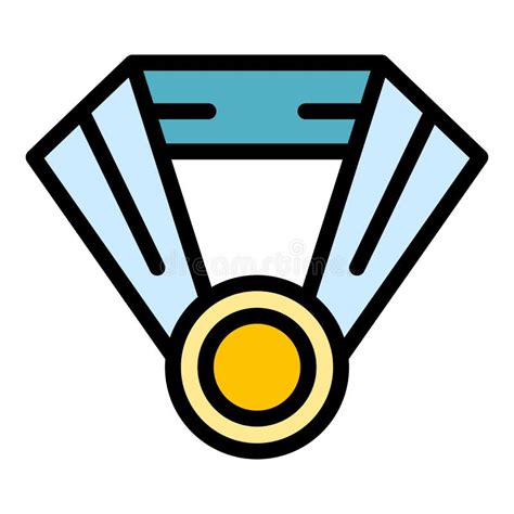 Vector De Contorno De Color De Icono De Medalla De Oro Ilustración del