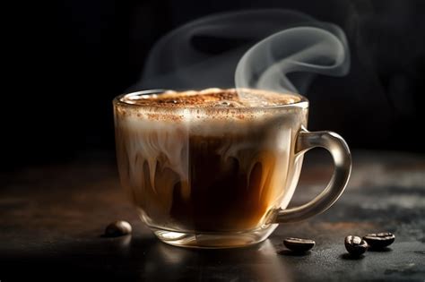 Un primer plano de una taza de café caliente y humeante ilustración de
