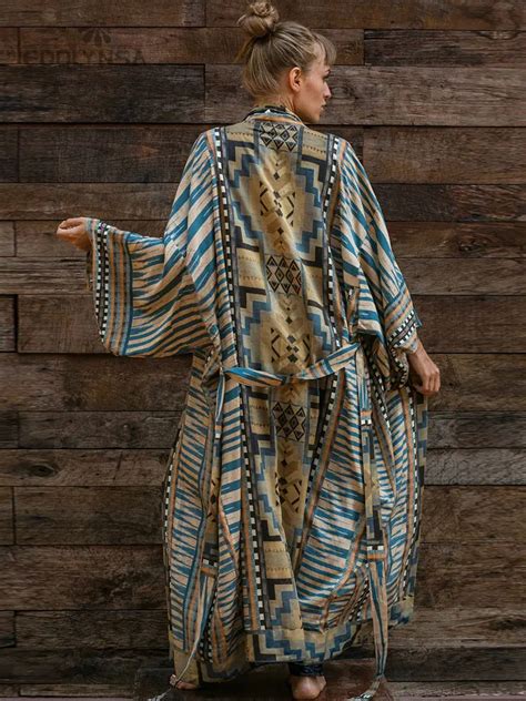 B Hmisch Bedruckte Bikini Vertuschungen Elegante Kimono Kleid Mit