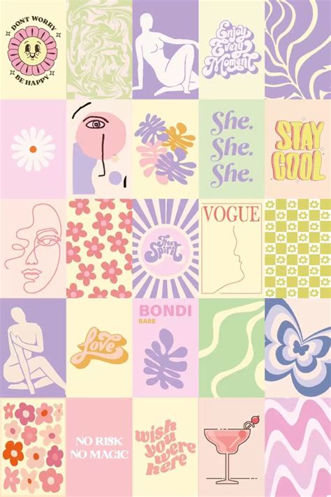 Pcs Danish Pastel Aesthetic Wall Collage Kit Trendy Motivational
