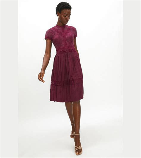 Buy Coast Lace Bodice Pleat Skirt Midi Dress In AUBERGINE 6thStreet Qatar