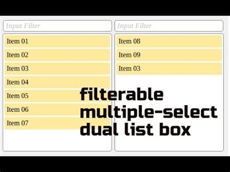 Create Filterable Multiple Select Function Through List Boxes With
