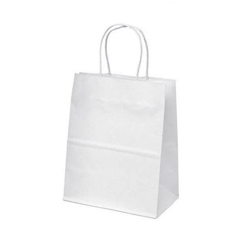 Bolsa De Papel Blanca Asa Rizada Embalando Es