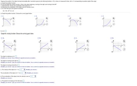 solved suppose the position of an object moving horizontally