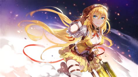 Aqua Eyes Blonde Hair Breasts Cleavage Elbow Gloves Gloves Goggles Kurotaru Logo Long Hair