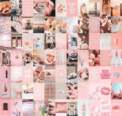 80 Pc Pink Collage Kit Digital Pink Aesthetic Photo Wall Collage Kit