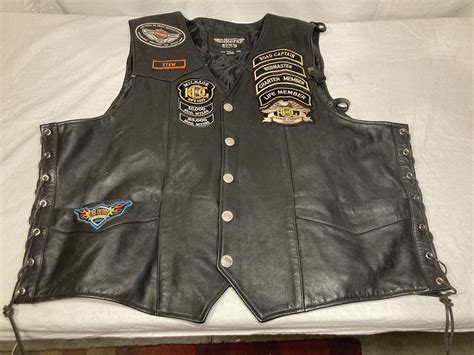 Harley Davidson HOG Patches Bikers Club Leather Vest Gem