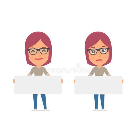 Funny Character Freelancer Holds And Interacts With Blank Forms Stock