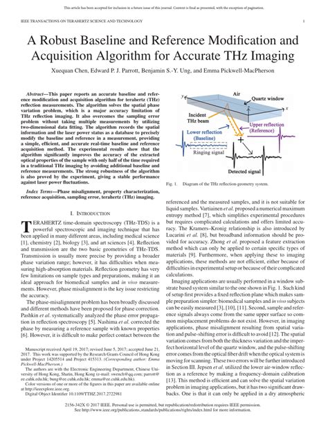 pdf a robust baseline and reference modification and acquisition algorithm for accurate thz